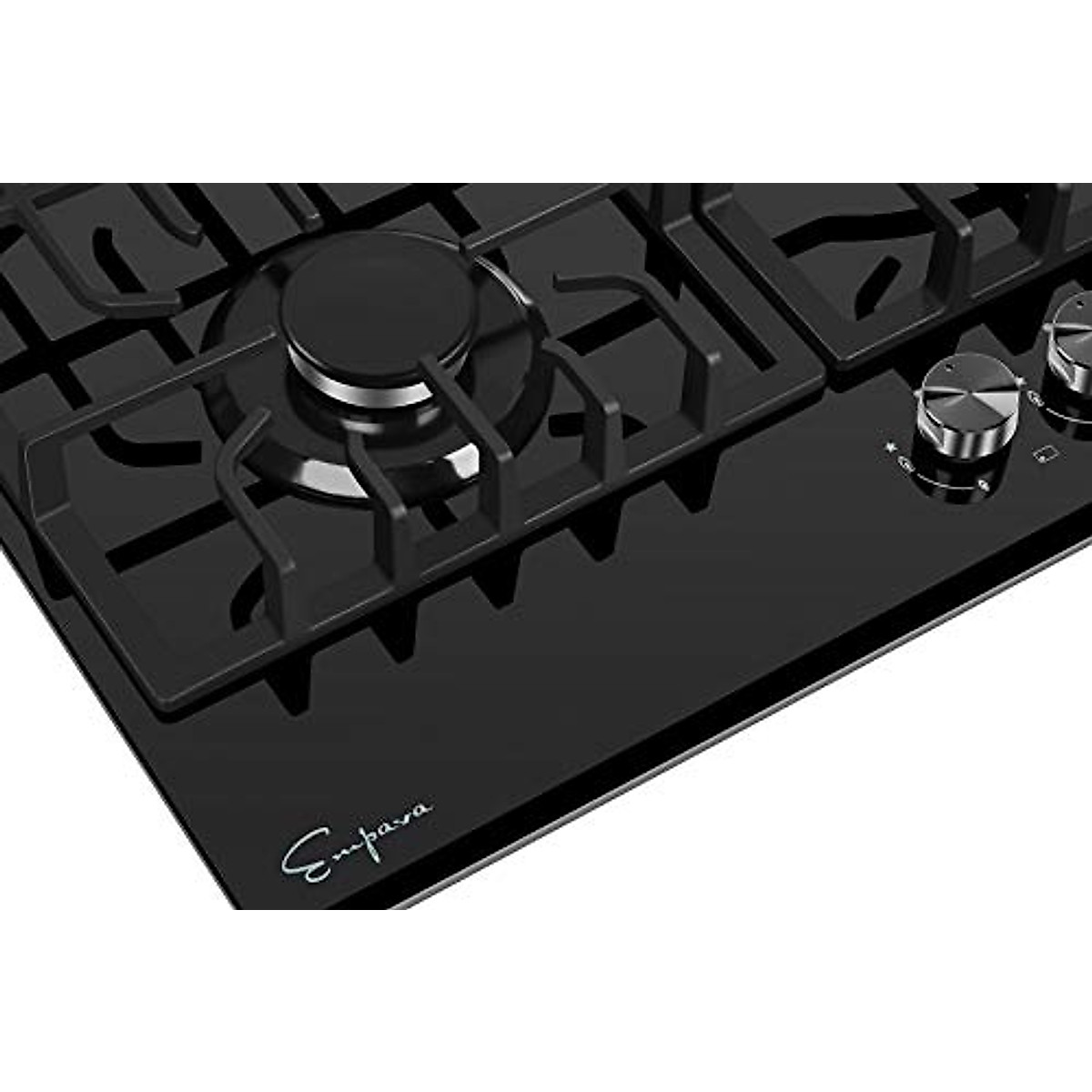 Empava 30 in. Gas Stove Cooktop 5 Italy Sabaf Sealed Burners NG/LPG Convertible in Black Tempered Glass, 30 Inch
