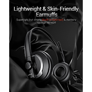 awatrue EH05-U Wired USB Headset with Noise Cancelling Microphone for PC Laptop - Headphones with In-Line Control, Lightweight, Enhanced Sound & MIC Mute