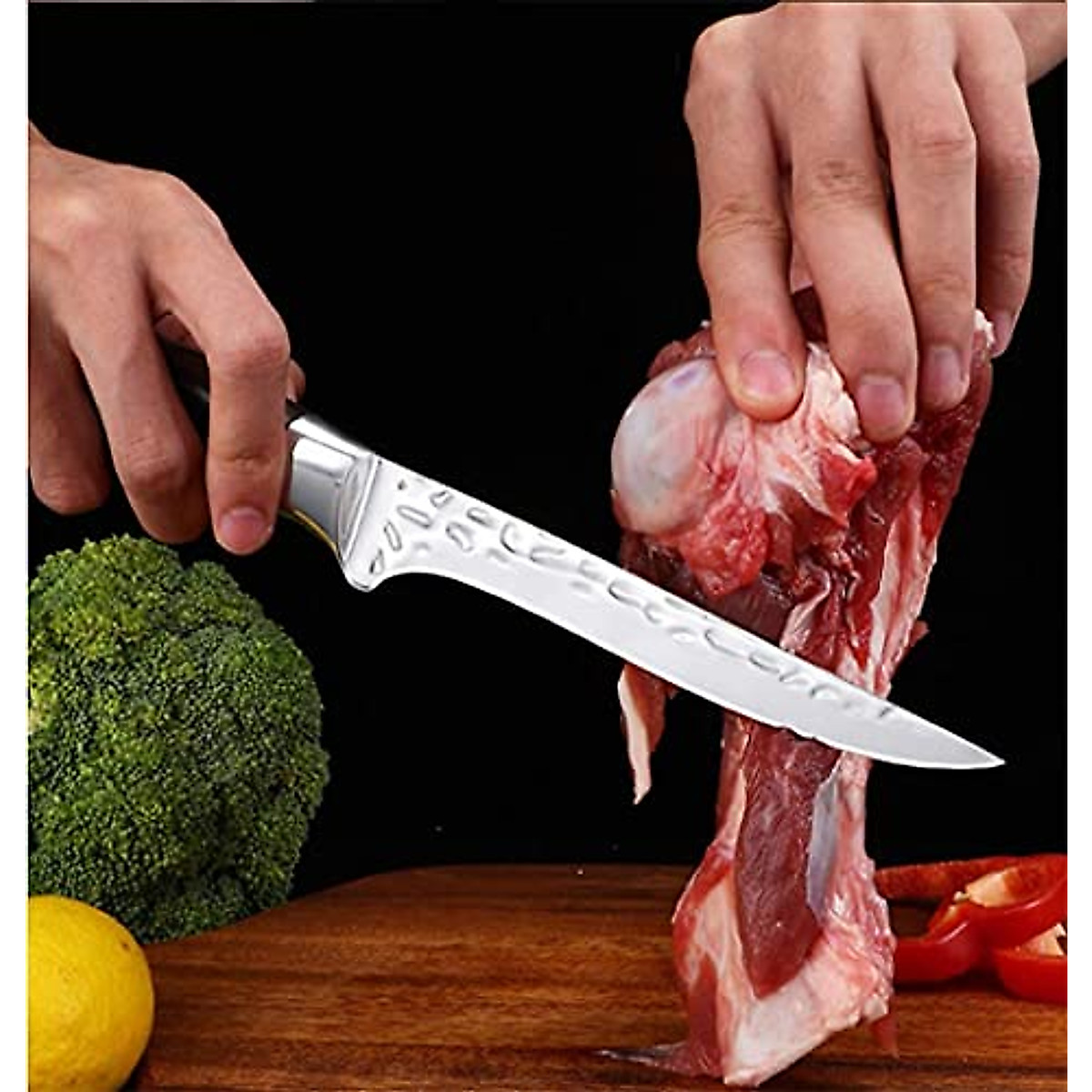 Kitory Boning Knife Forged Filleting Knife Razor sharp High-Carbon Stainless Steel Ergonomic Pakkawood Handle Professional Trimming Knife 7 INCH for Meat and Poultry