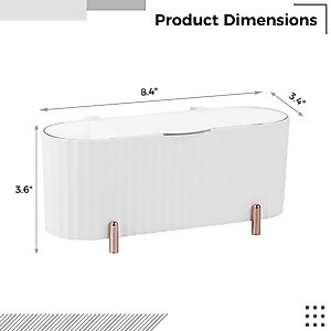 3-Slot Dressing Table Cosmetic Organizer, Clear Lid Countertop Cotton Swab Dispenser, Bathroom Vanity Cosmetic Cotton Pad Storage Box