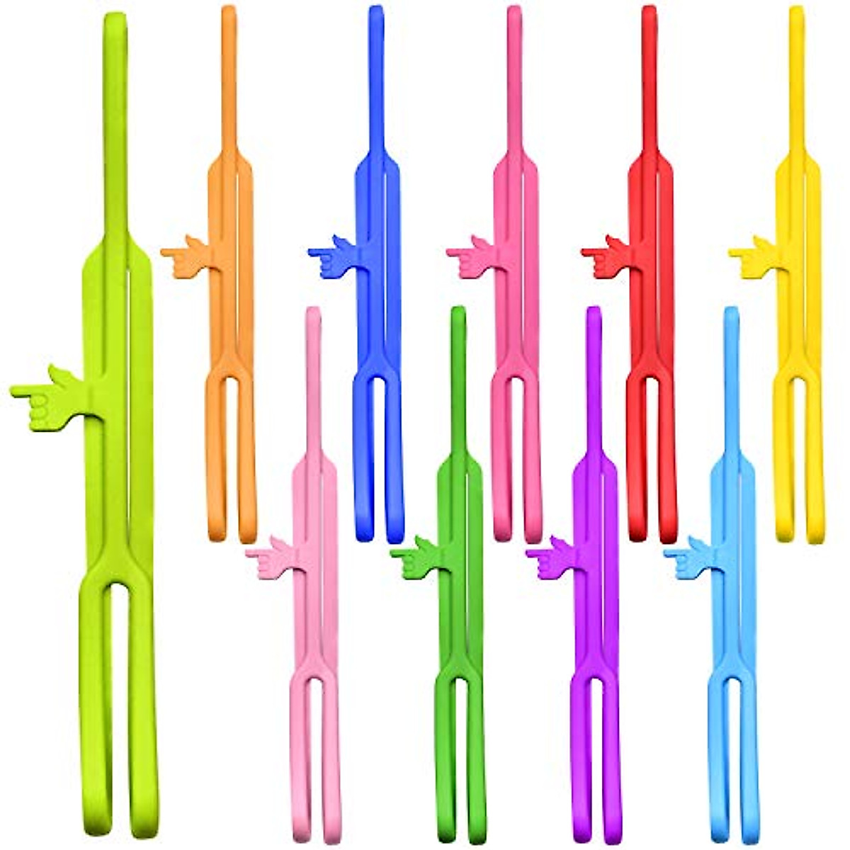 Silicone Finger Bookmarks, 10 pcs Silicone Finger Point Bookmarks Elastic Book Mark Strap Home School Office Supply for Adults and Kids