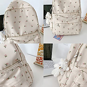 Cute Kawaii Backpack Floral Backpack for School Coquette Aesthetic Backpack Rucksack for Women Girls Back to School Supplies Coquette School Bag