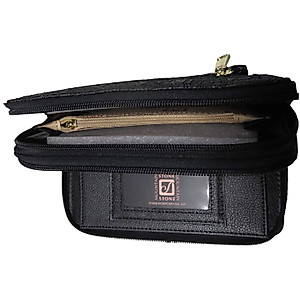 Stone Mountain Embossed Leather Crazy Paisley Checkbook Wallet Black