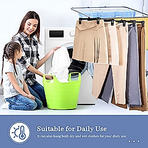 HOUSE DAY Black Pants Hangers, 10 Inch Skirt Hangers with Non-Slip Big Clips and 360° Swivel Hook, Heavy Duty Slim Plastic Pants Hangers, Space Saving Clip Hangers for Pants, Skirts, Shorts, 25 Pack