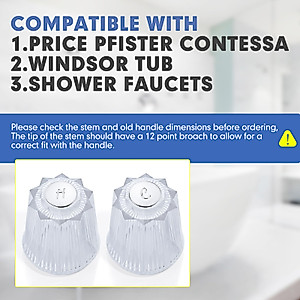 PuritySage Premium Shower Faucet Knob Replacement,Compatible with 88262 Price Pfister Contessa, Universal Clear Acrylic Plastic Hot/Cold Shower Faucet Handle,Easy Installation