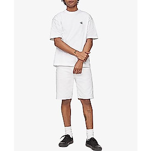 Calvin Klein Men's Relaxed Fit Monogram Logo Crewneck T-Shirt, Brilliant White, Large