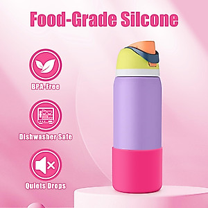 Diumepo Silicone Water Bottle Boot for Owala 32oz, Anti-Slip Protective Sleeve for Owala Twist & FreeSip & Flip Stainless Steel Water Bottle, Boot Bottom Base for Owala (Rose Red)