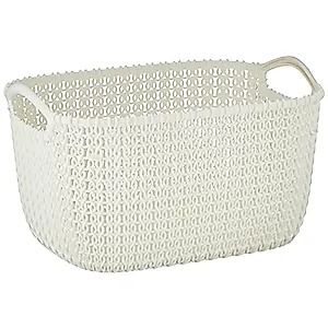 Curver Basket Knit Rectangular 8L in White, 30 x 22.5 x 17 cm