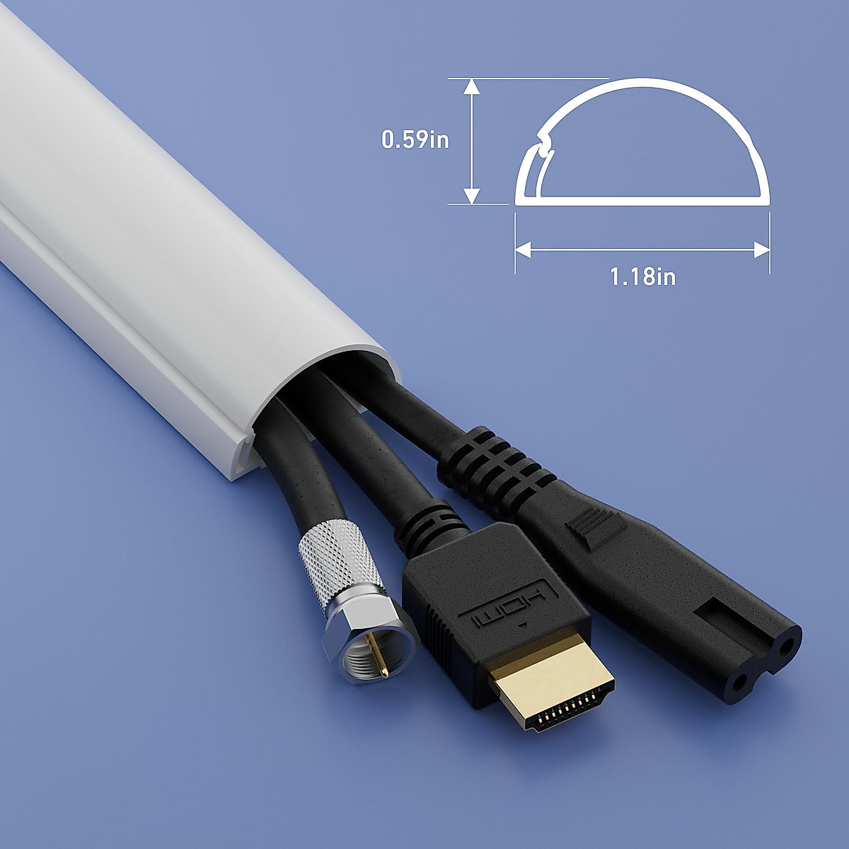 D-Line Half Round Cord Hider, Patented Cable Cover, Hide TV Wall Mount Wires, Raceway for Cords, Decorative Wire Covers, Paintable, Adhesive Cable Concealer -1x 1.18in W x 0.59in H x 39in L - White