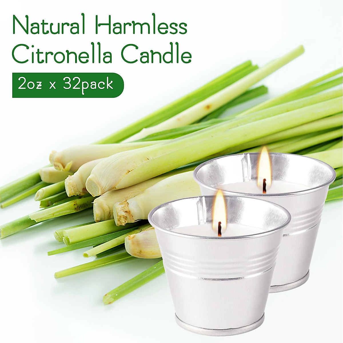 32 Pcs Citronella Candle 2.2 OZ Nature Soy Wax Candle, Indoor & Outdoor, Jar Candle for Patio Yard Balcony Porch Camping BBQ