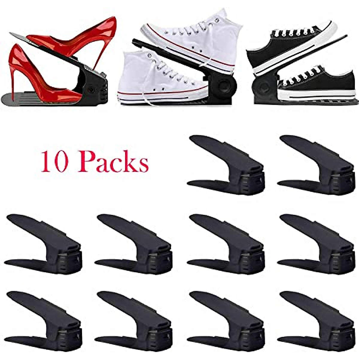 PayoderTY 10PCS Adjustable Shoe Slots Organizer Space Saver Storage Slot Shoes Rack Holder Shoe rack Shoe organizer Shoe storage HilariousM Shoe organizer for closet Shoe rack organizer