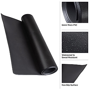 Exercise Bike Mat - 30x60in Non-Slip Waterproof Indoor Cycle or Treadmill Pad - Multipurpose Noise-Reducing Workout Mat by Wakeman,Black