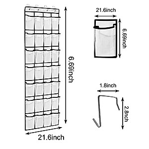 smellshark Hanging Shoe Rack Holder with 28 Extra Large Mesh Pockets Door Shoe Organizer with 4 Metal Hooks for Men,Women,Kids Storage Shoes,High Heels,Slippers,Accessories,Toiletries, White