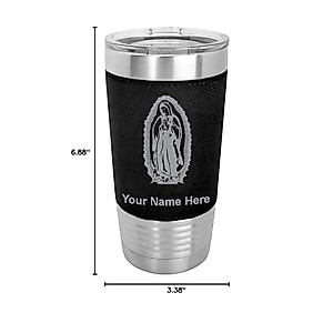 LaserGram 20oz Vacuum Insulated Tumbler Mug, Virgen de Guadalupe, Personalized Engraving Included (Faux Leather, Black)