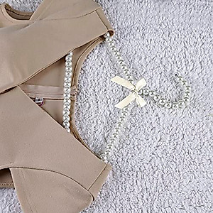 ADORILA 5 Pack Pearl Clothes Hangers, Elegant Bridesmaid Hangers, Closet Coat Storage Organizer Bowknot Standard Wedding Hangers (White)