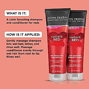 John Frieda Radiant Red Shampoo & Conditioner Bundle, Enhancing Shampoo & Conditioner, Helps Enhance Shades, with Pomegranate and Vitamin E