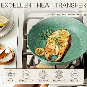 Innerwell Nonstick Frying Pan Set, 8"+9.5"+11" with Lids, Safe, Easy to Clean, Suitable for All Stovetops