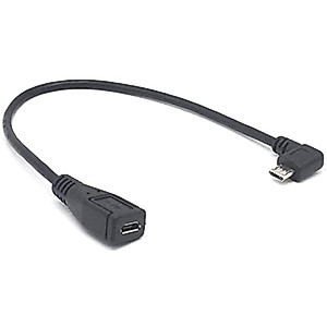 Micro USB Left Angle,Micro USB Extension Cable, 90 Degree Micro-B Male to Female Extension Cable, Data Transferring Cable Suitable for Samsung, HTC, Huawefti, Driving Recorder,Sony and More （2 pack）