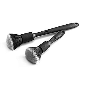 Maxshine Ever So Soft (ESS) Detailing Brush Set (Long, Short) – Excellent Elastic Memory, Bend Recovery, Quality Rubber Handle, Gently Removing Dirt & Dust, No Scratches