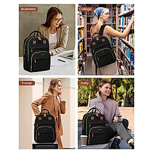 LOVEVOOK Laptop Backpack for Women & Men, Unisex Travel Anti-theft Bag Business Computer Backpacks Purse College Bag, Casual Hiking Daypack with Lock, 17 Inch, Black