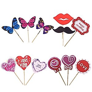 Amosfun Birthday Cake Toppers Double- Sided Printing Cake Picks Romantic Cake Decor Paper Creative Cake Toppers Cake Decorative Plug Flag for Party Cake Decortion