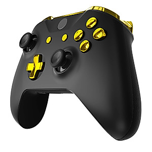 eXtremeRate LB RB LT RT Bumpers Triggers D-Pad ABXY Start Back Sync Buttons, Chrome Gold Full Set Buttons Repair Kits with Tools for Xbox One S & Xbox One X Controller (Model 1708)