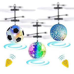 K.E.J. Flying Ball Toys RC Toy for Boys,3pcs Light Up Ball Mini Drone Infrared Induction Helicopter with Remote Controller for Boys Girls as Christmas Stocking Stuffers (Standard Edition)