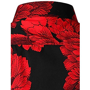 ZEROYAA Men's Hipster Urban Design 3D Printed Slim Fit Long Sleeve Button Up Dress Shirts ZLCL30-Red XX-Large