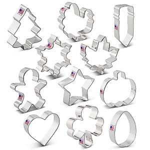 Cookie Cutters for Christmas and Every Season: 11-pc. Christmas, Easter, Halloween, St. Patrick's Day & More Made in USA by Ann Clark Cookie Cutters