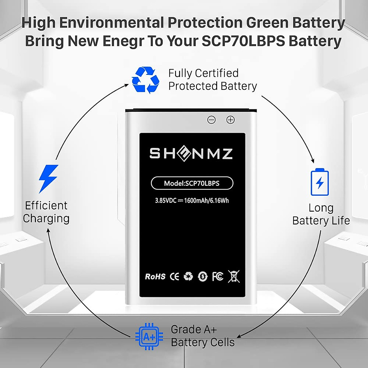 SCP-70LBPS Battery, Upgraded[1600mAh] Super High Capacity New 0 Cycle Replacement Battery for Kyocera Cadence 4G LTE S2720 Verizon Flip Phone Li-ion Battery