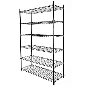 YSSOA Heavy Duty 6-Shelf Shelving, Wire Shelving, Adjustable Storage Units, 48'' D x 18'' W x 82'' H, 6 Tier, Black