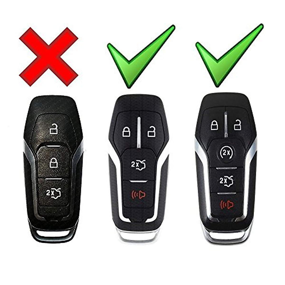 iJDMTOY Glossy Metallic Red Exact Fit Key Fob Shell Cover Compatible with Ford or Lincoln 4/5-Button Intelligent Access Key