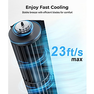 Abolee Tower Fan, 23ft/s Desk Fan, 70° Oscillating Table Fan for Bedroom, Standing Table Fan with 3 Modes, 2024 New 13 Inch Bladeless fan for Bedroom, Home,Office Black
