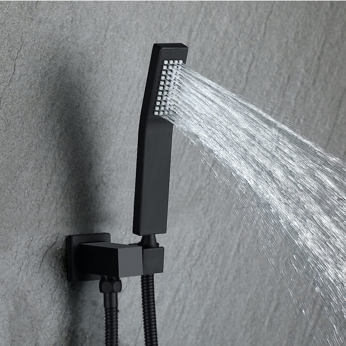 Bathtub Shower System Matte Black Shower and Tub Faucet set with 10 inch Rian Shower Head and Handheld Spray Mix Shower Combo,including Rough-in valve and Shower Trim Kit