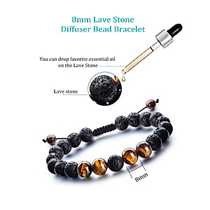 Tatuo 4 Pcs 8mm Natural Lava Rock Bracelet for Men Aromatherapy Essential Oil Diffuser Bracelet Stone Anxiety Beads Bracelets