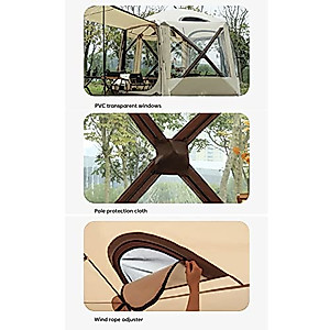 Instant Cabin Tent Portable Large Pop Up Tent Easy Setup for Family Camping Hexagon Restaurant Tent with Wind Rope/Ground Pegs/Door Poles/Storage Bag