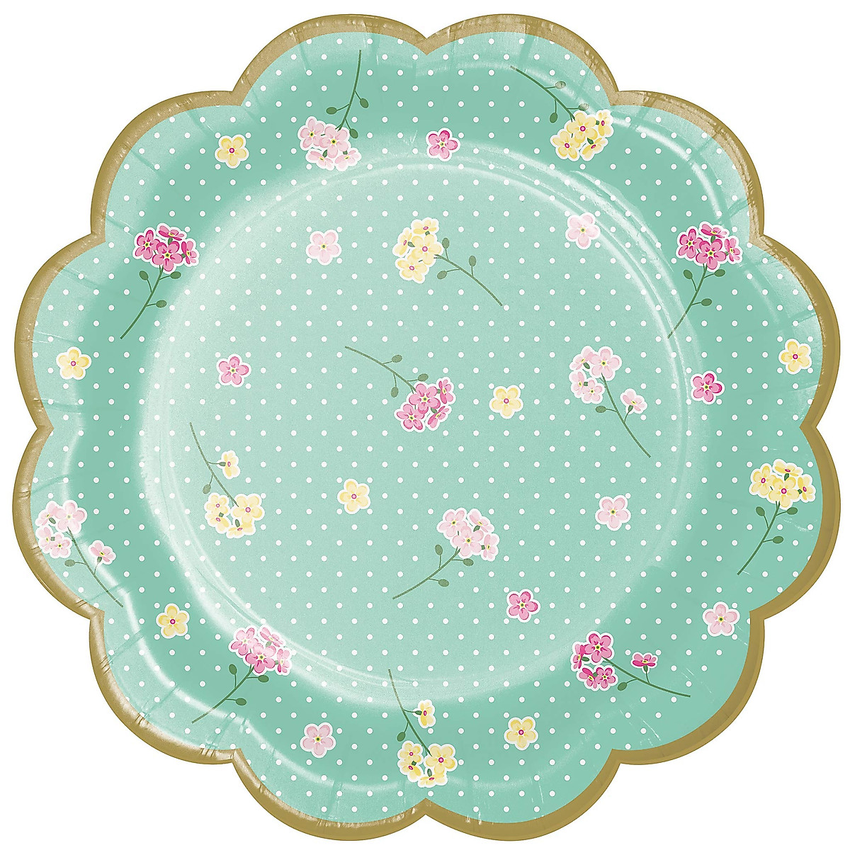 Floral Themed Tea Party Supply Pack Bundle Includes Paper Dessert Plates & Napkins for 16 Guests