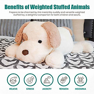CUDDLERY - Large 6 lbs Luxury Weighted Stuffed Animals - 27 inch Dog Weighted Plush - Large Weighted Stuffed Animals - Weighted Plushies for Adults, Kids, Boys and Girls
