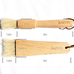 BAKVOS Pastry Brushes With Natural Wood and Bristles,Baking Brushes,Cooking Brushes,Food Brushes,Round and Flat,2 Pack