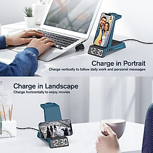 ANJANK Wireless Charging Station for Multiple Devices Apple, 3 in 1 Wireless Charger Stand with Alarm Clock, Charging Dock for iwatch/AirPods/iPhone 14/13/12/11/Pro/Max/XR/XS/8 Plus/Samsung Phone