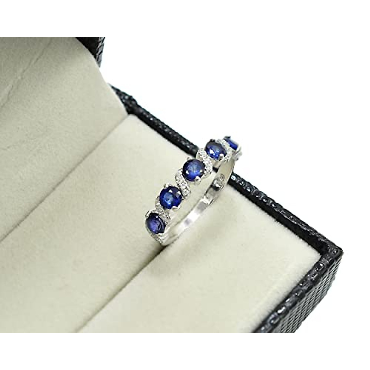 4 MM Natural Blue Sapphire Ring 925 Sterling Silver September Birthstone Cluster Ring Sapphire Jewelry Art Deco Ring Engagement Gift For Girlfriend (RG-7798) (Yellow Gold Plated Silver, 8 US)