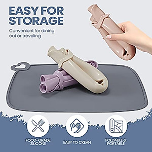 Potchen 6 Packs Silicone Placemat for Baby Toddler Non Slip Kids Placemat Reusable Baby Food Table Mat Portable Kids Placemats for Dining Table Kids Restaurant Placemat