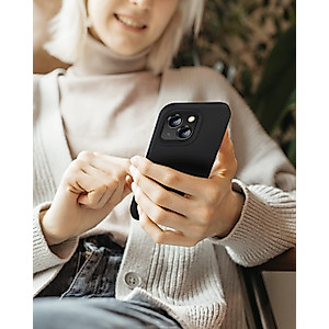 OuXul iPhone 13 Mini Case Liquid Silicone & Soft Microfiber Lining Phone Case with Camera & Screen Protective for iPhone Mini 13 5.4 inch (Black)