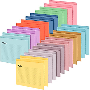 Fainne 24 Pcs Pocket File Folders Manila File Folder Jacket Letter Size Flat File Jackets Reinforced Straight Colored No Expansion File Folder Document Organizer for Job Project(Narrow Style)