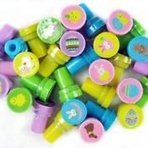 TINYMILLS 50 Pcs Easter Assorted Stampers for Kids Easter Egg Fillers Easter Basket Stuffers Classroom Rewards Church Easter Egg Hunt VBS Sunday School Rewards