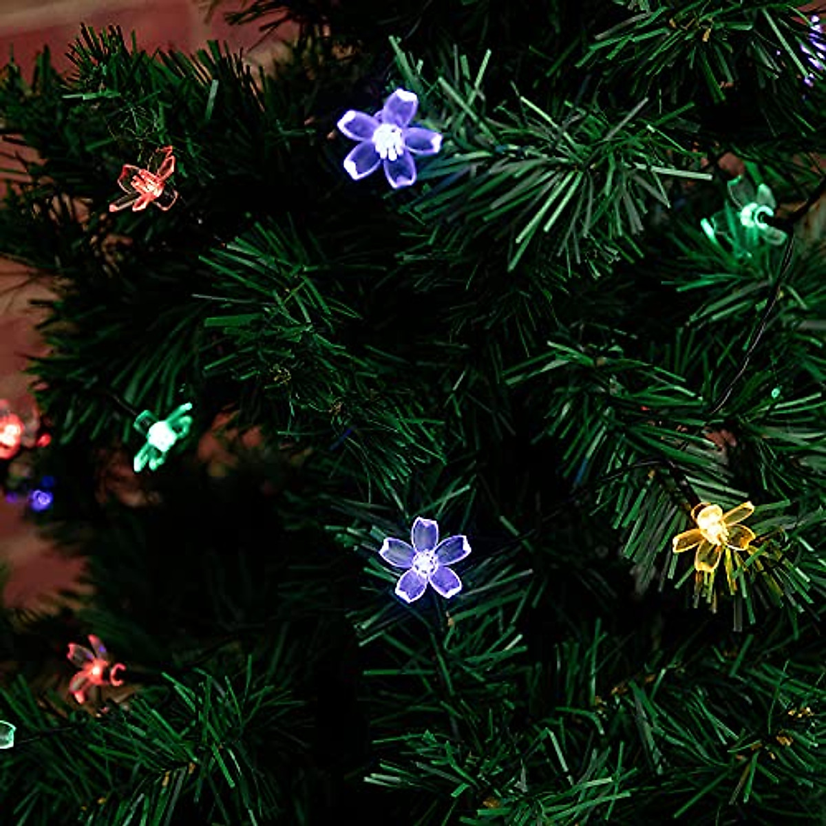 String Light, 2Pcs String Light 5M/16.4Ft 50 Led Sakura 8 Lighting Modes Lamp String Lighting Chain Decoration Bulb for Home Party Garden-