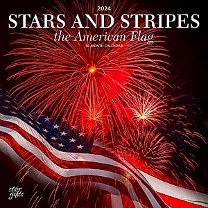 Stars and Stripes | The American Flag | 2024 12 x 24 Inch Monthly Square Wall Calendar | Sticker Sheet | StarGifts | USA United States of America