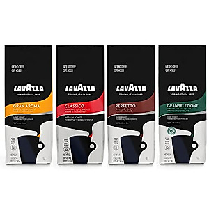 Lavazza Classico, Gran Aroma, Gran Selezione & Perfetto Ground Coffee (Pack of 4)