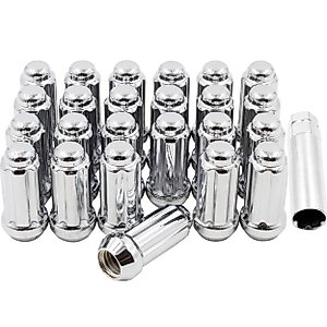 Wheel Accessories Parts 24 Pcs M14x1.5 14x1.5 Thread Truck 2.00" Long Spline Lug Nuts Chrome 6 Spline Hex Fits 1999+ Chevy Silverado GMC Sierra 1500 2015+ Ford F 150 Nissan Titan XD 2019+ Ram 1500
