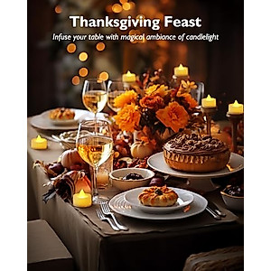 Homemory Value 24Pack Flameless LED Candles Tea Lights Battery Operated, 200+Hours Electric Fake Plasitc Candles Tealights for Votive, Halloween, Pumkin, Ofrenda, Diya, Table Decor, Funeral, Amber